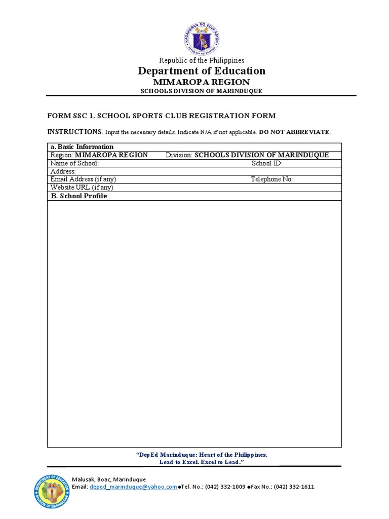 Sports Club Registration Form | PDF | Career & Growth