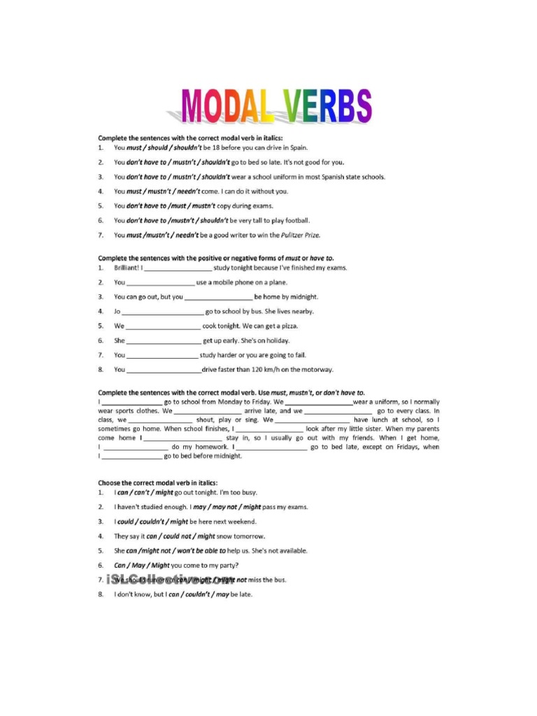 Modal Verbs Activity | PDF