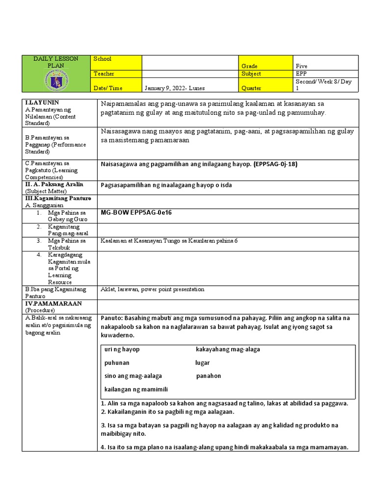 Q2 Epp Week 8 Day 1 2 3 4 Pdf