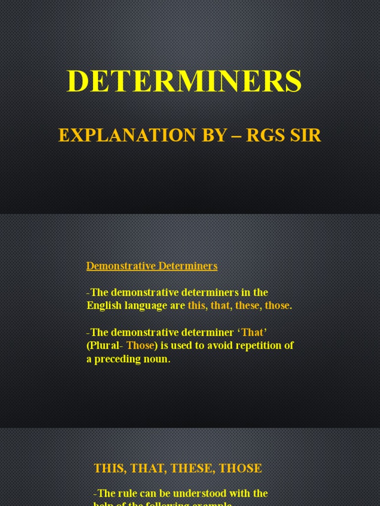 Determiners Complete | PDF | Grammatical Number | Plural