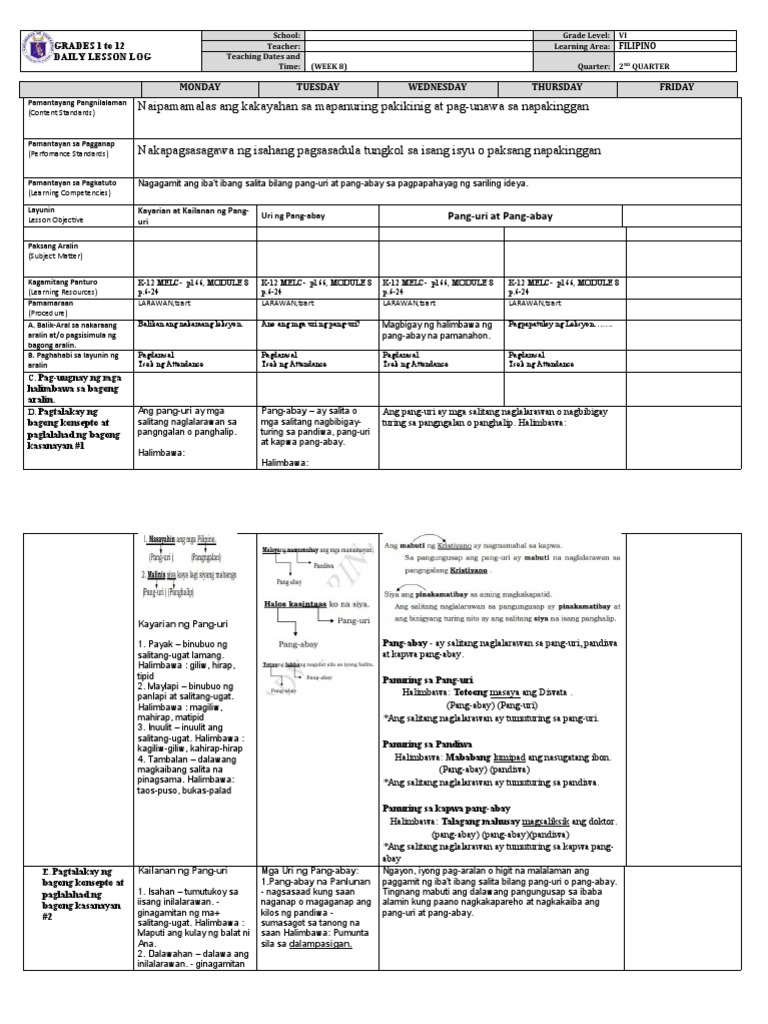 DLL Filipino-6 Q2 W8 | PDF
