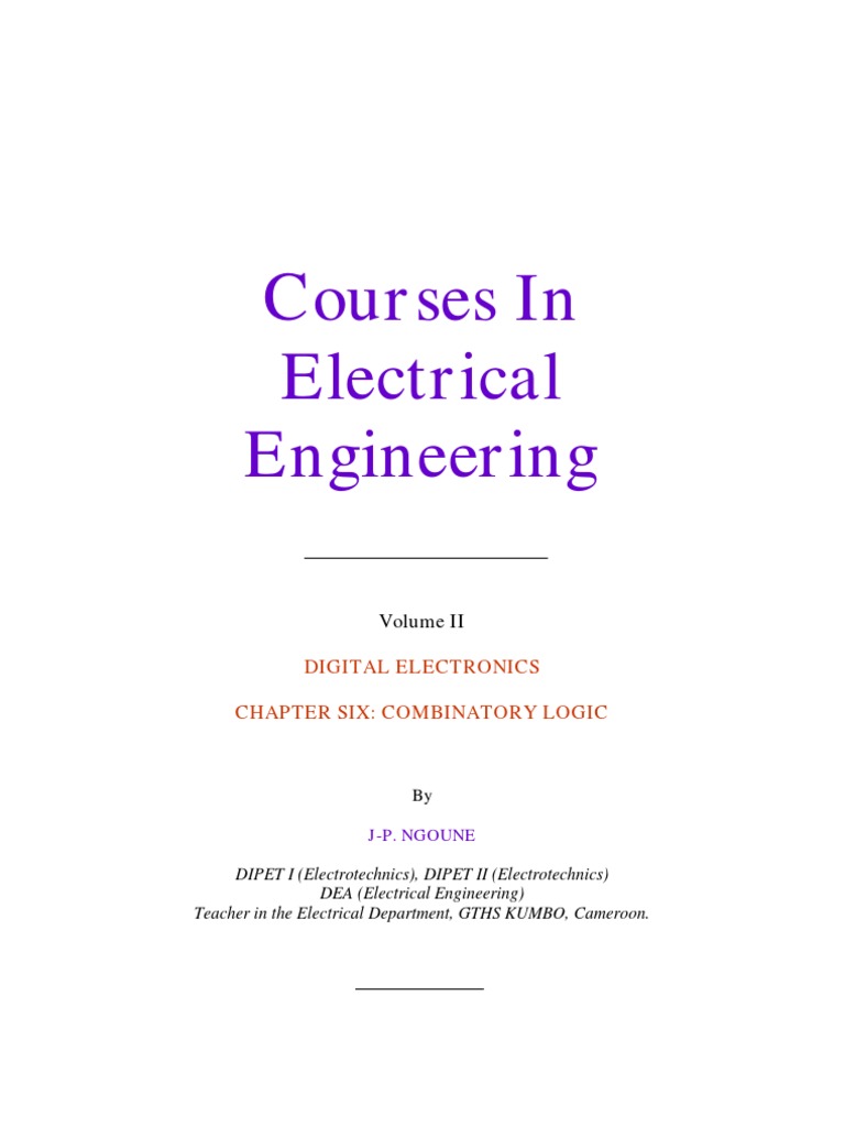 Courses In Electrical Engineering Digital Electronics Chapter Six Combinatory Logic Pdf