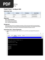1.3.6 Packet Tracer Configure SSH | PDF | Secure Shell | Password