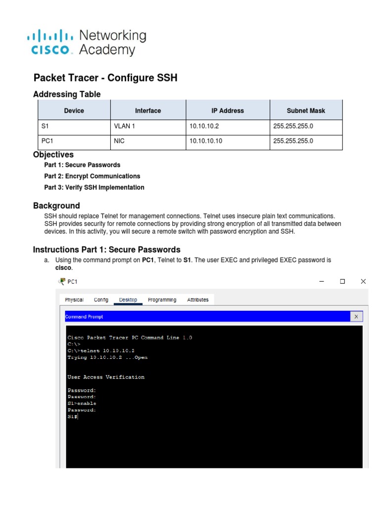 1 3 6 Packet Tracer Configure Ssh Ingevuld Pdf Password Encryption