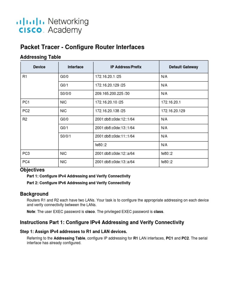 1.4.7-Packet-Tracer - Configure-Router-Interfaces Ingevuld | PDF