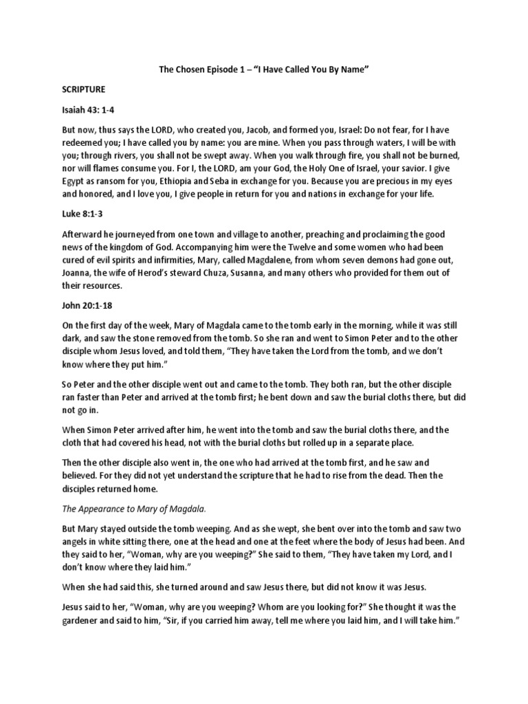 The Chosen Episode 1-1 | PDF | Mary Magdalene | Jesus