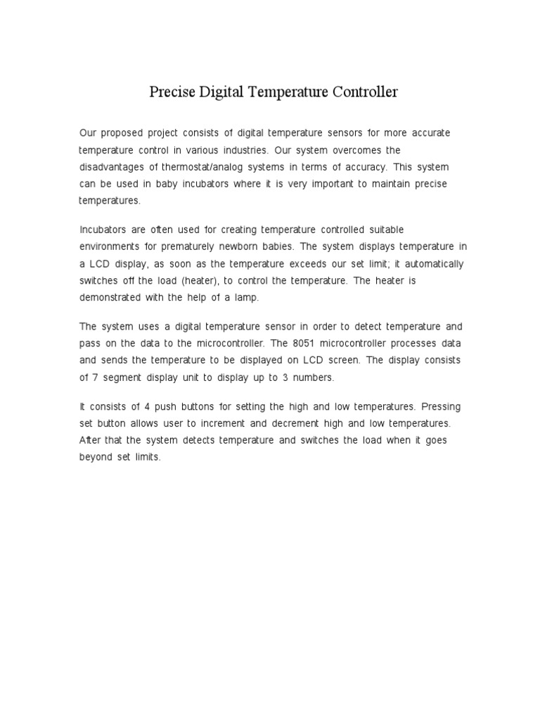 Precise Digital Temperature Controller | PDF | Computers