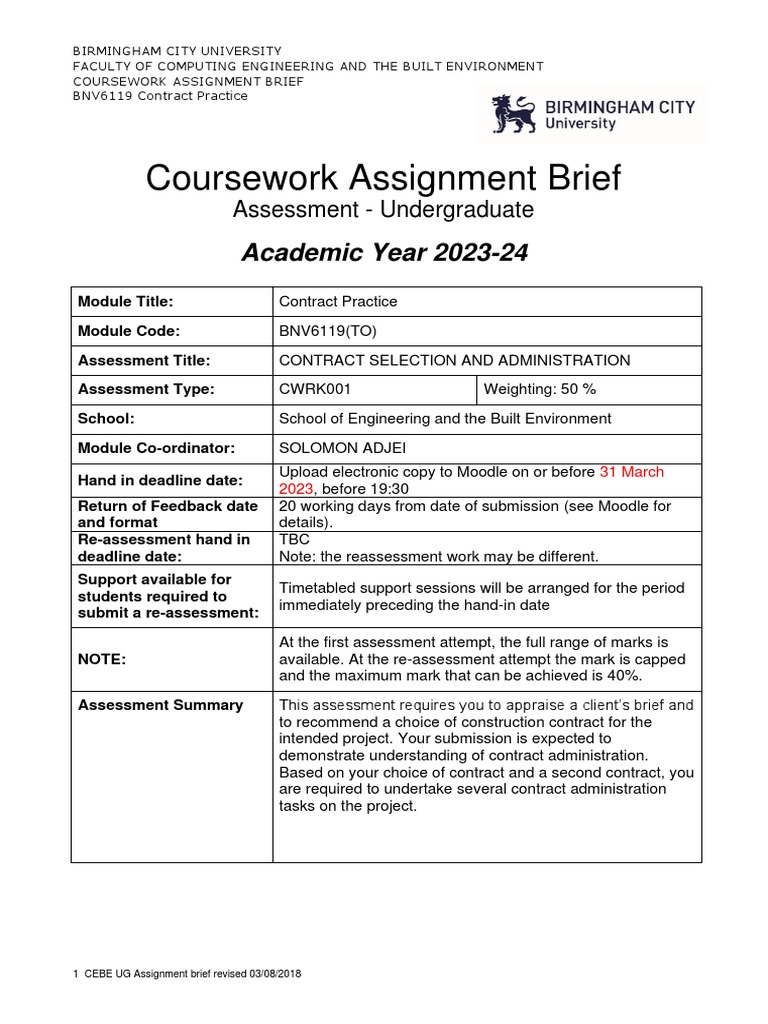 BNV6119 CWRK - 1 Assessment Brief 2023 | PDF | Plagiarism | Real Estate Appraisal