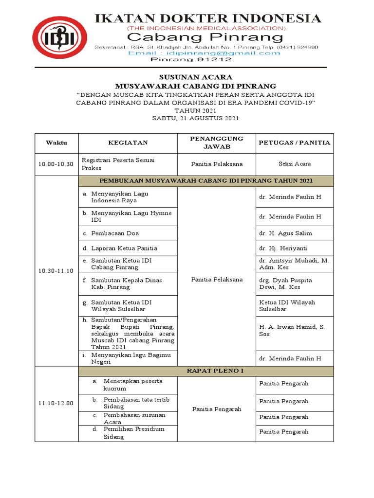 Susunan Acara Muscab 2021 | PDF