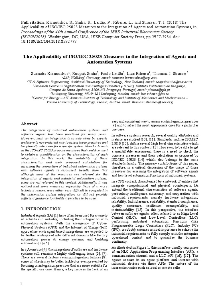 ISO/IEC 25023 for Agent Integration | PDF | Reliability Engineering ...