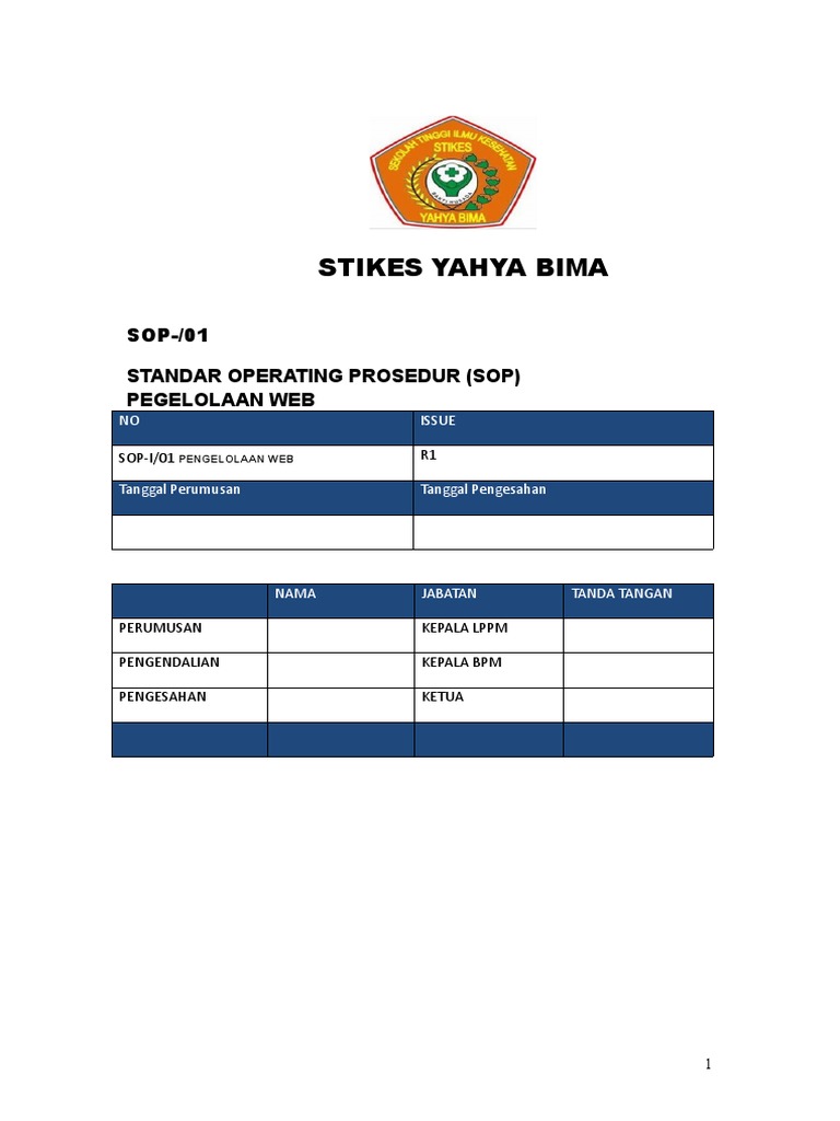 DRAFT SOP Pengelolaan Web | PDF