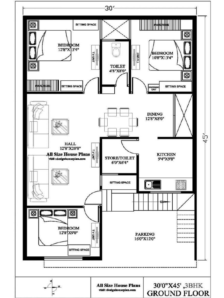 30x45 House Plan 768x1237 | PDF