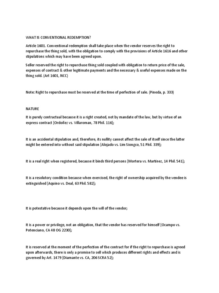 Understanding Conventional Redemption Rights | PDF | Mortgage Law | Law ...
