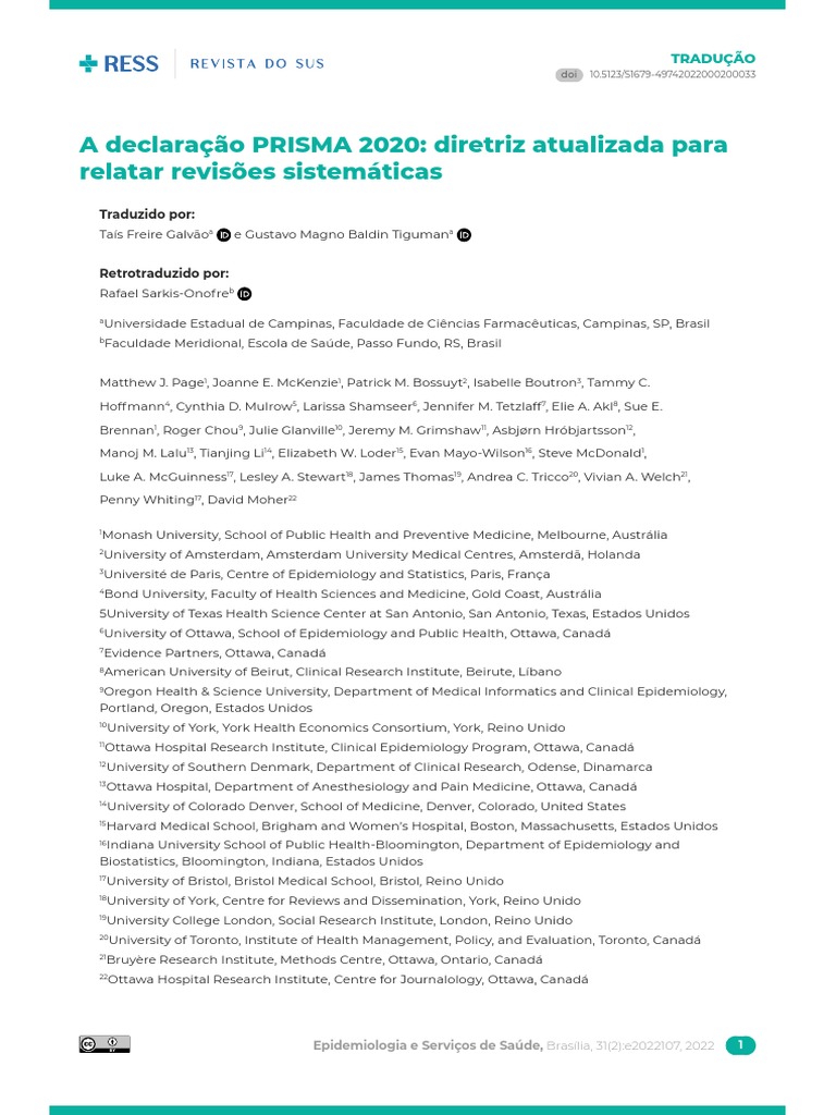 PRISMA 2020 Checklist and Checklist For Abstract BRAZILIAN PORTUGUESE ...