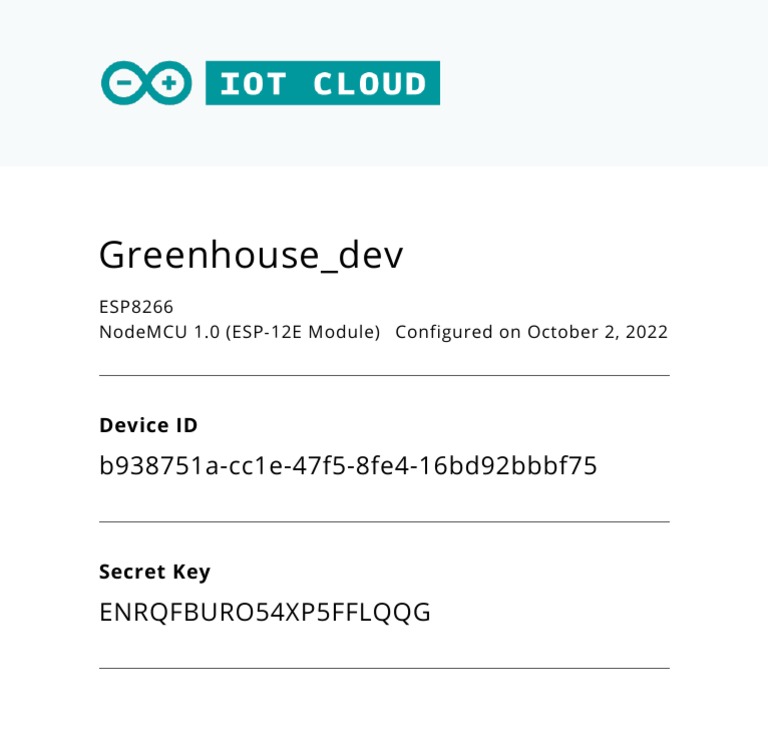 Arduino Device Secret Key | PDF