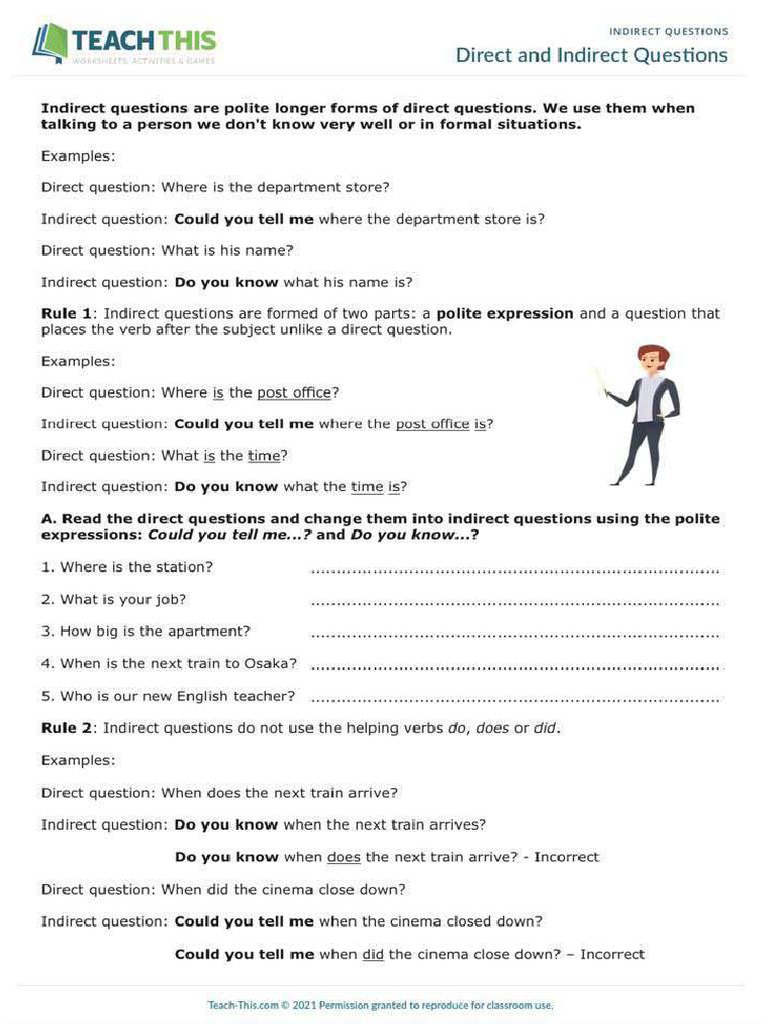 09 Direct and Indirect Questions | PDF