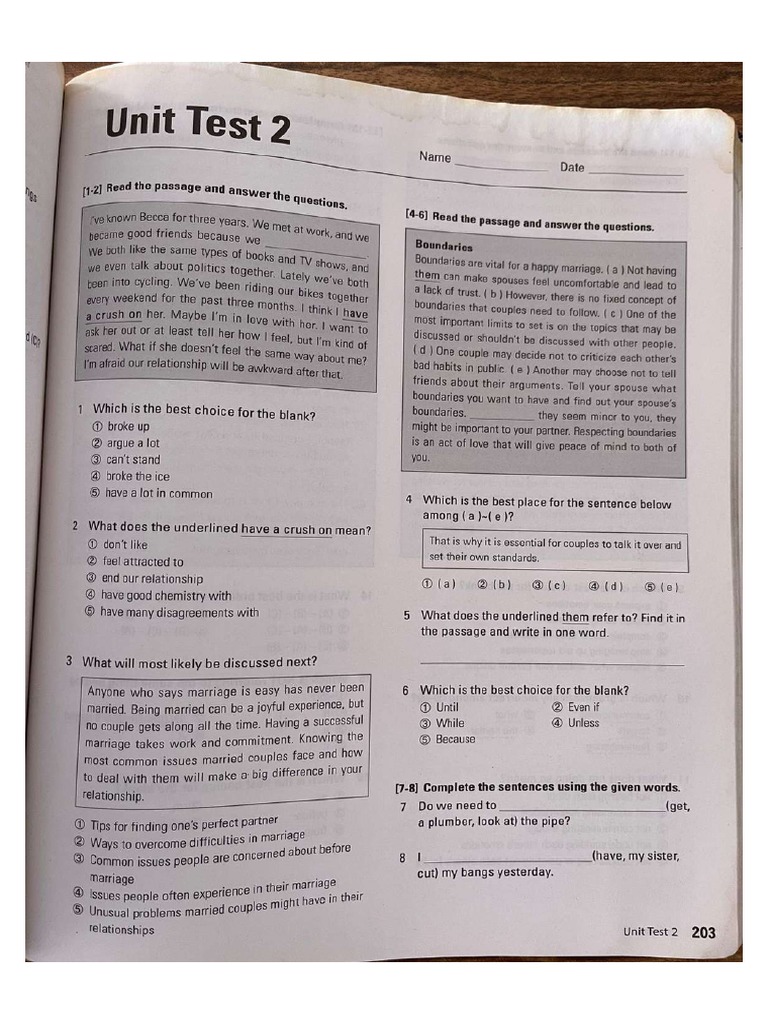 08 Review Test Unit 1 and 2 | PDF
