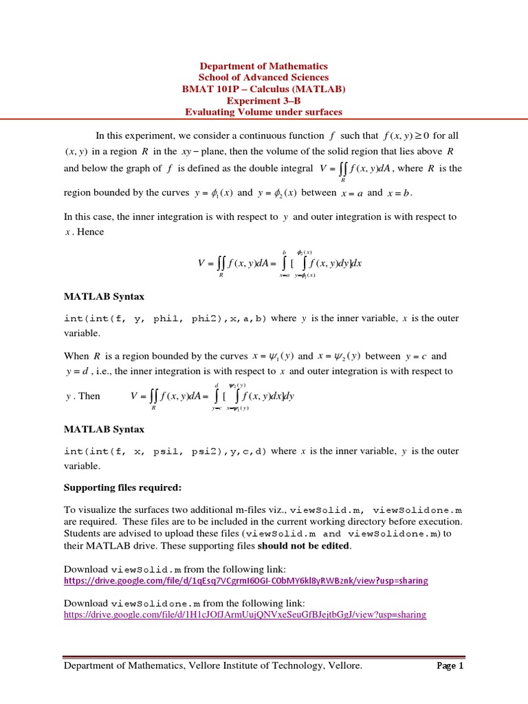 Volume Under SurfacesEXP - 3B | PDF | Integral | Mathematical Objects