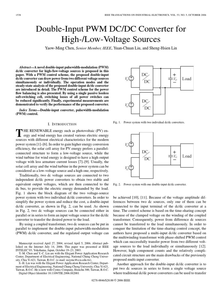 Double-Input PWM DC DC Converter For High - Low-Voltage Sources | PDF ...