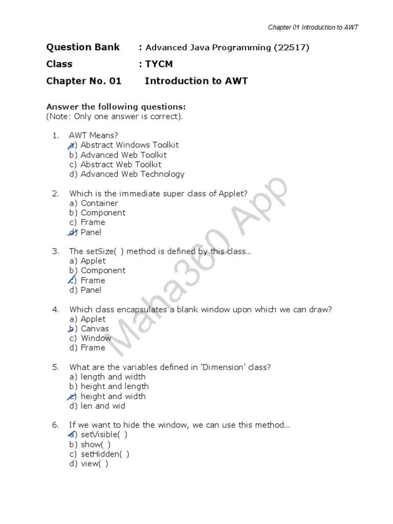 Advance Java MCQ Ch1 | PDF | Class (Computer Programming) | Java Platform