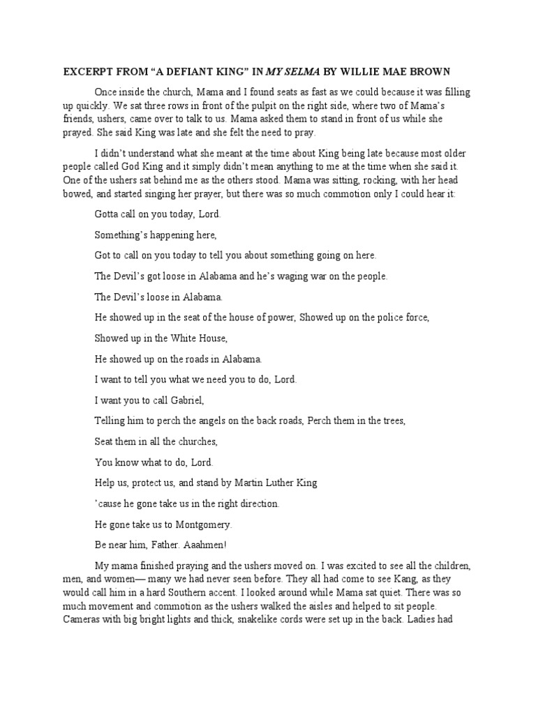 MY SELMA - Willie Mae Brown - NPR Excerpt | PDF | Martin Luther King Jr.