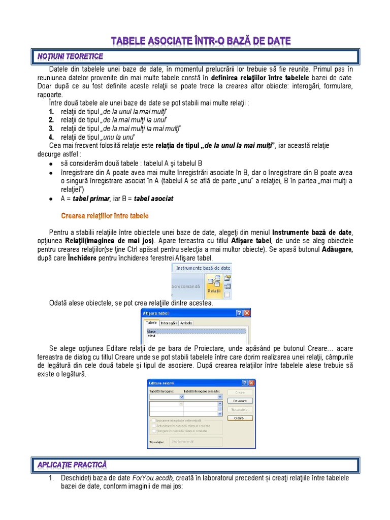 Relații Intre Tabele | PDF