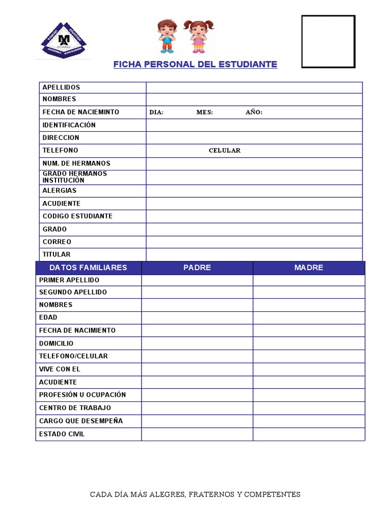 Ficha Personal Del Estudiante | PDF