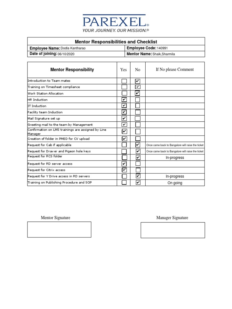 Mentor Responsibilities Checklist | PDF | Computing | Software