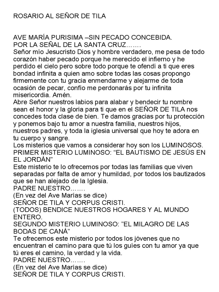 ROSARIO AL SEÑOR DE TILA | PDF