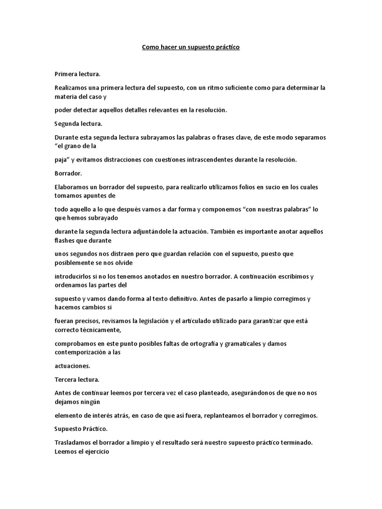 Como Hacer Un Supuesto Práctico | PDF
