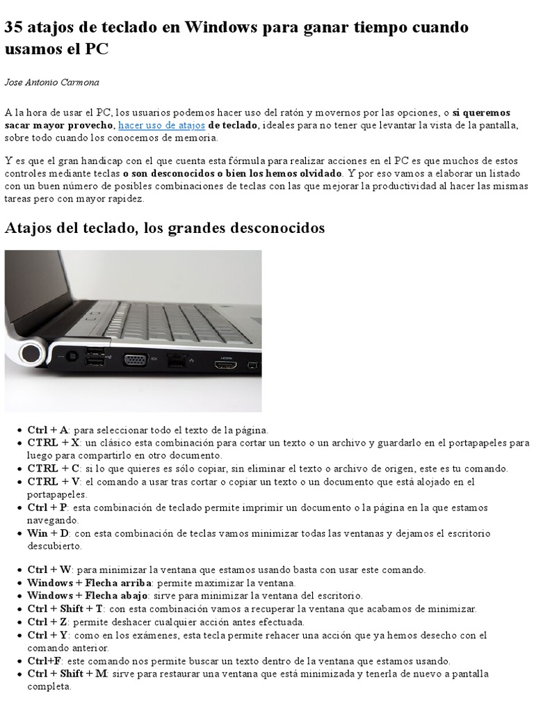 Mejores Atajos de Teclado Windows 10 | PDF | Ventana (informática ...