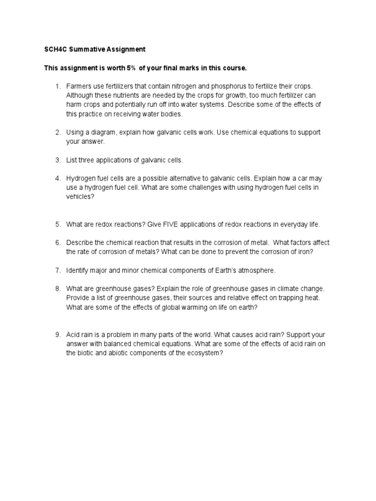 SCH4C Summative Assignment | PDF
