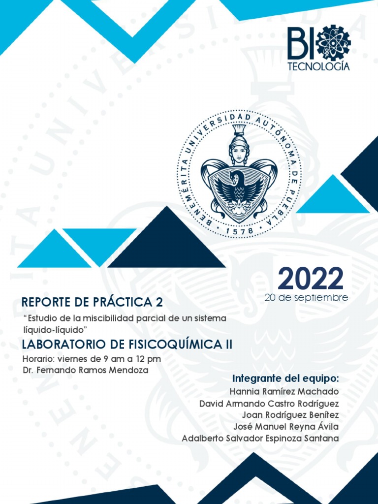 Reporte 2 de Fisicoquímica | PDF | Fase (materia) | Equilibrio químico