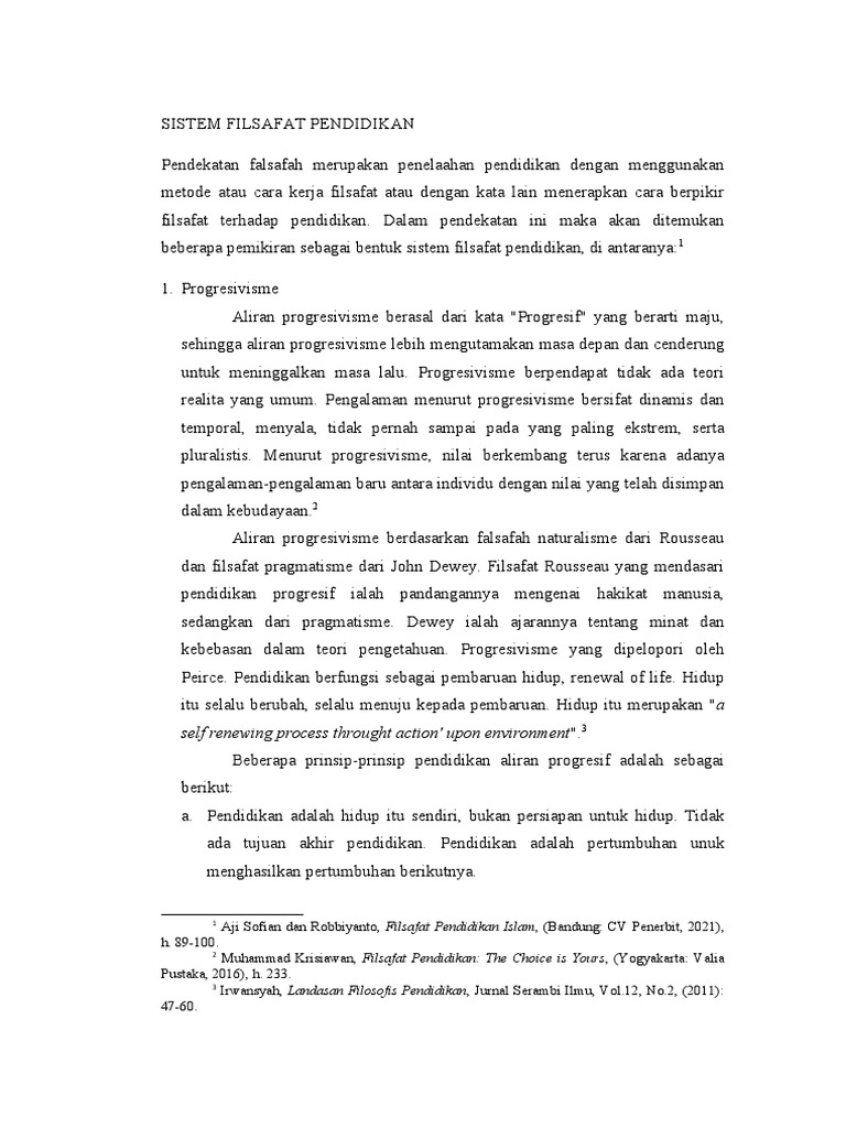 Filsafat Pendidikan: Progresivisme hingga Eksistensialisme | PDF | Sains & Matematika