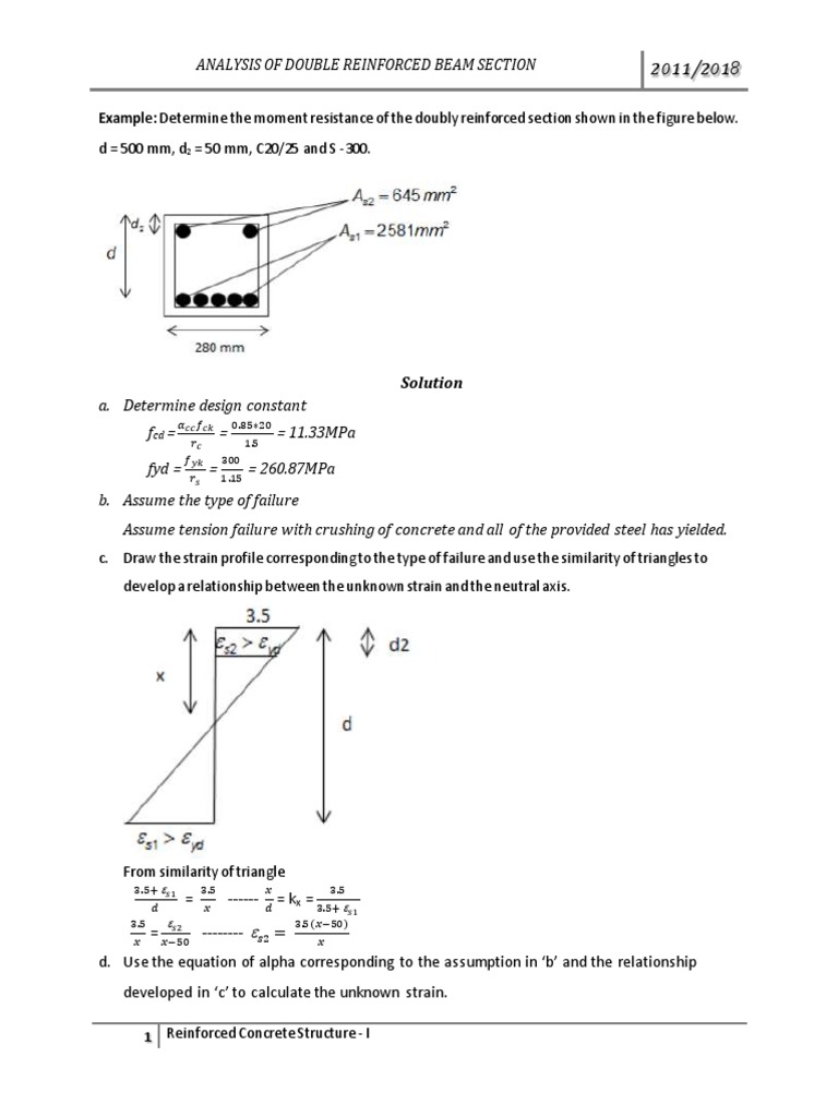 Example of Analysis of DRB Section | PDF | Beam (Structure) | Classical ...