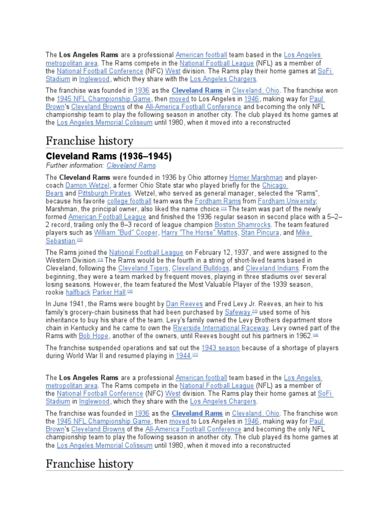 Los Angeles NFL | PDF | Los Angeles Rams | Team Sports