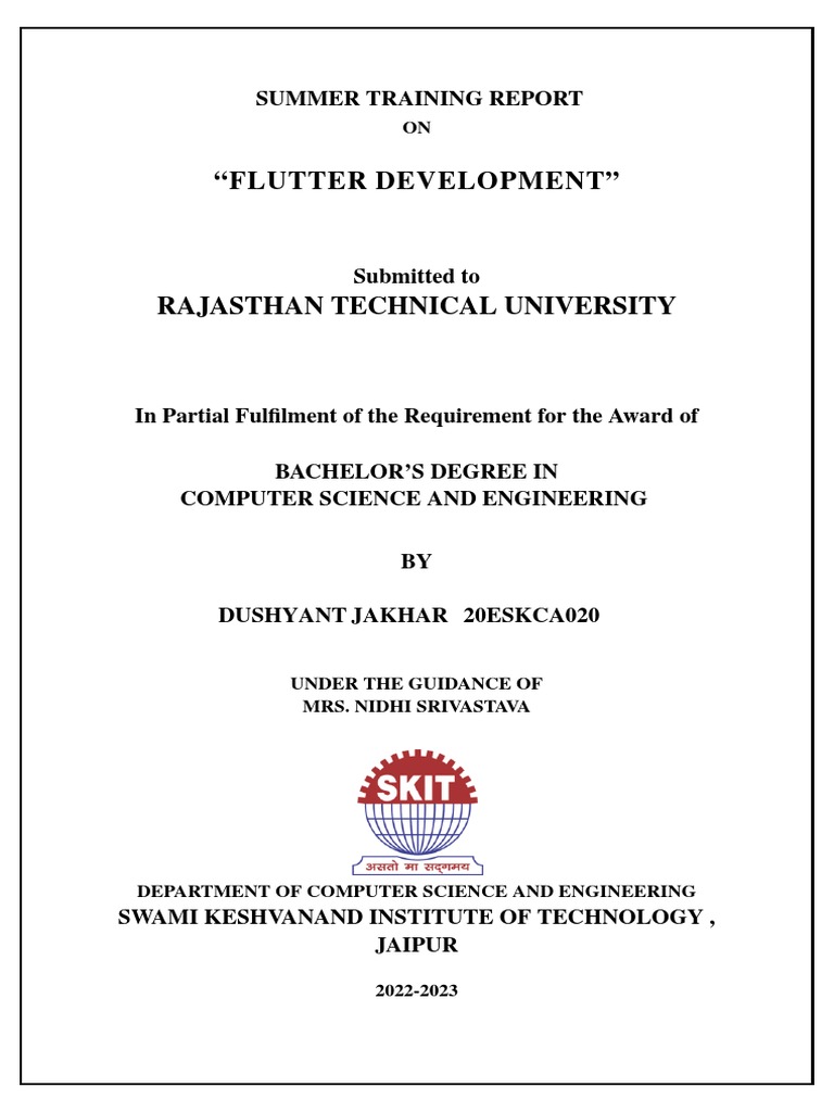20ESKCA020 DushyantJakhar ITR Report | PDF | Mobile App | Software