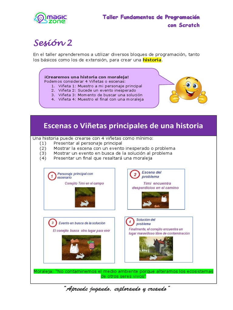 Crear historias en Scratch: guía práctica | PDF