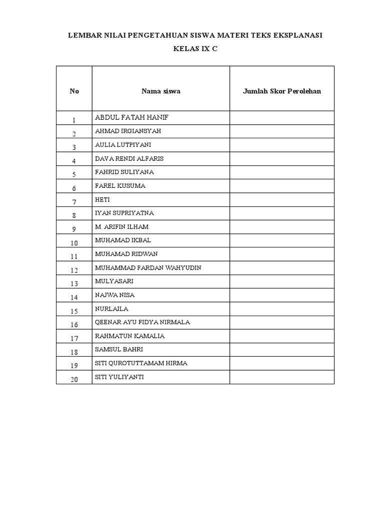 Lampiran LKPD Dan Format Nilai Materi Cerpen | PDF