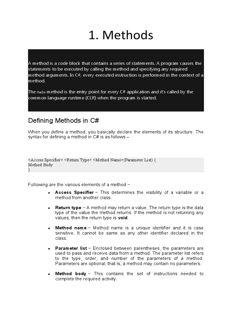 1 Methods Pdf Parameter Computer Programming Method Computer Programming