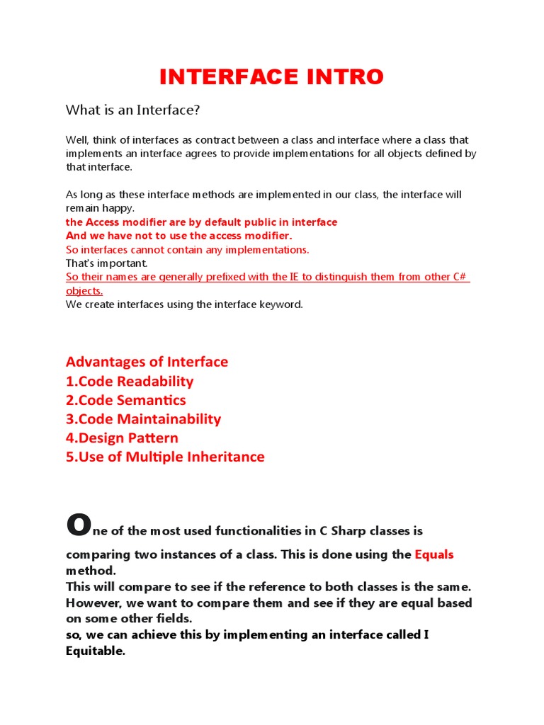 6.interface Intro | PDF | C Sharp (Programming Language) | Class (Computer Programming)