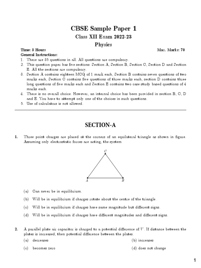 Physics Sample Papers 2022-23 | PDF | P–N Junction | Diffraction
