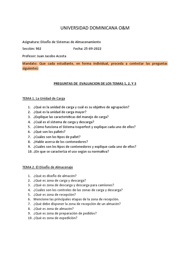 S-902. (1) Preguntas de Evaluacion Temas 1, 2 y 3 | PDF
