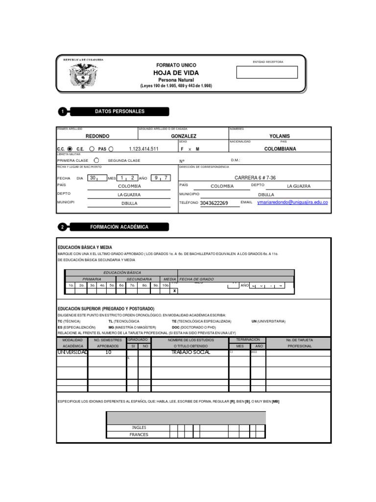 Formato Único | PDF | Colombia | Servicio Civil