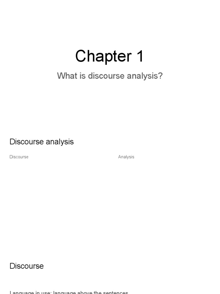 Chapter 1 What S Discourse Analysis Pdf Context Language Use Linguistics