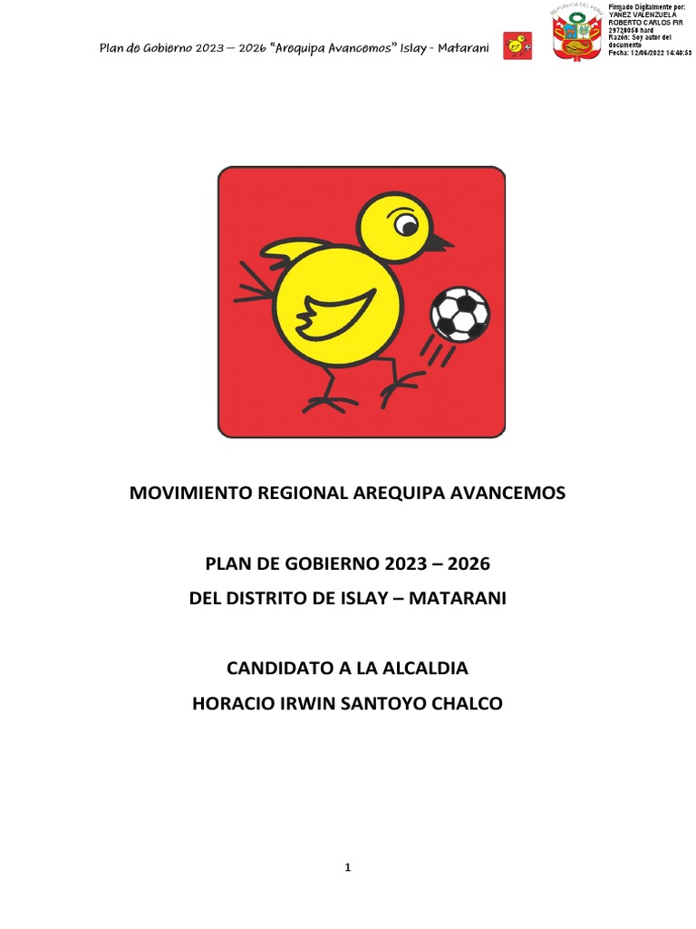 Movimiento Regional Arequipa Avancemos | PDF | Democracia | Ideologías ...