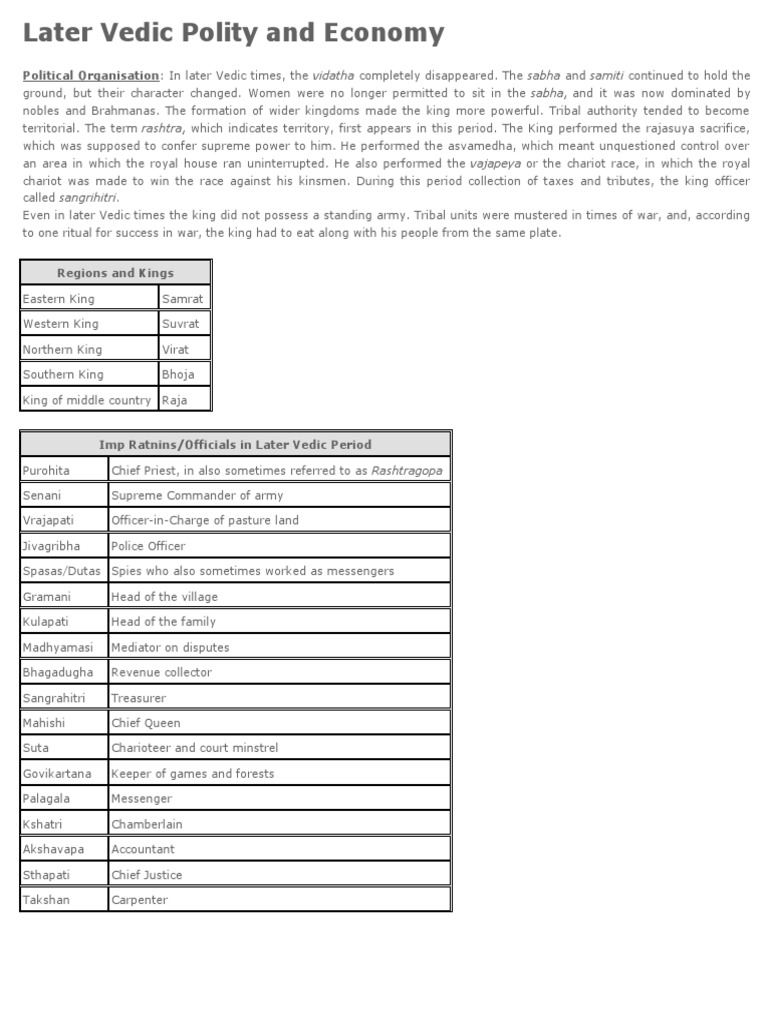 Later Vedic Polity and Economy | PDF | Pottery