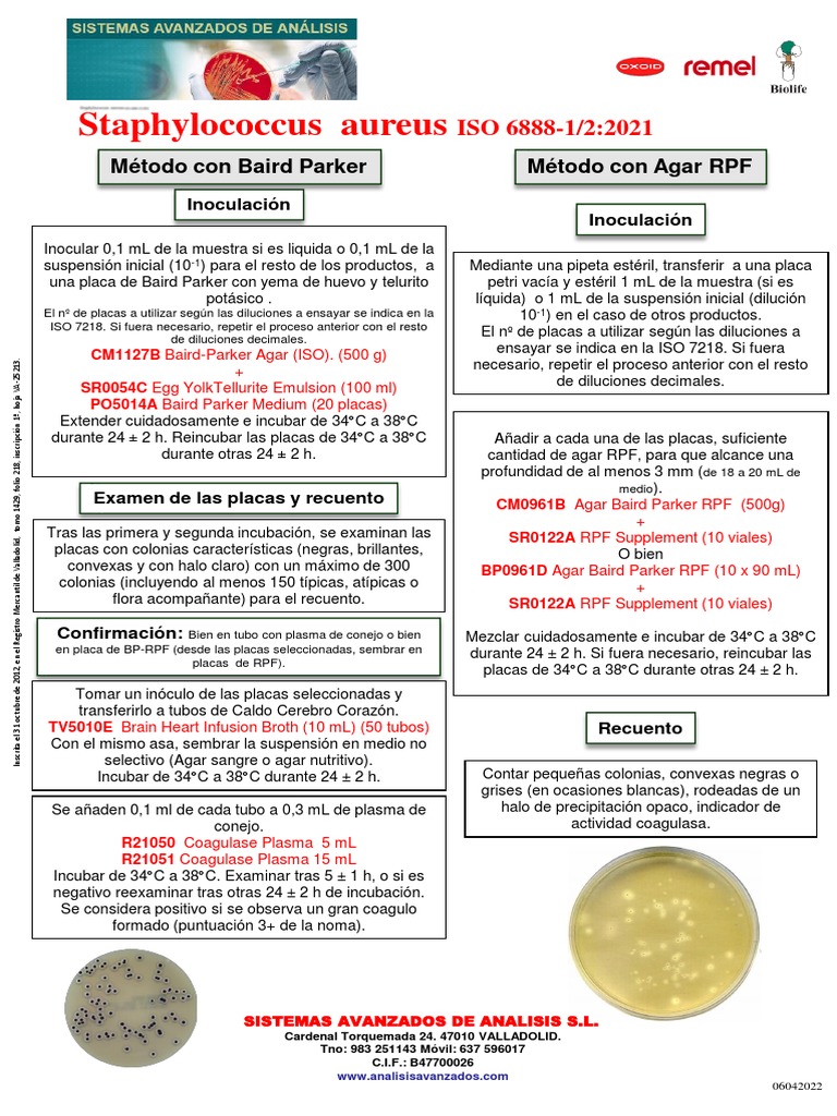 S Aureus ISO 6888 | PDF | Microbiología