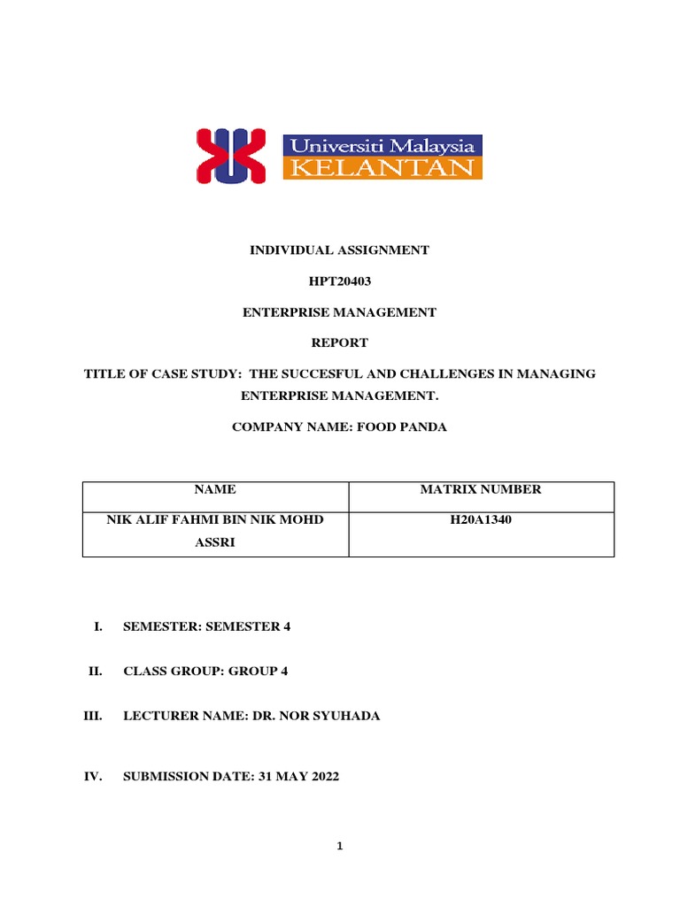 Case Study Enterprise Management (Individual Assignment) | Download ...