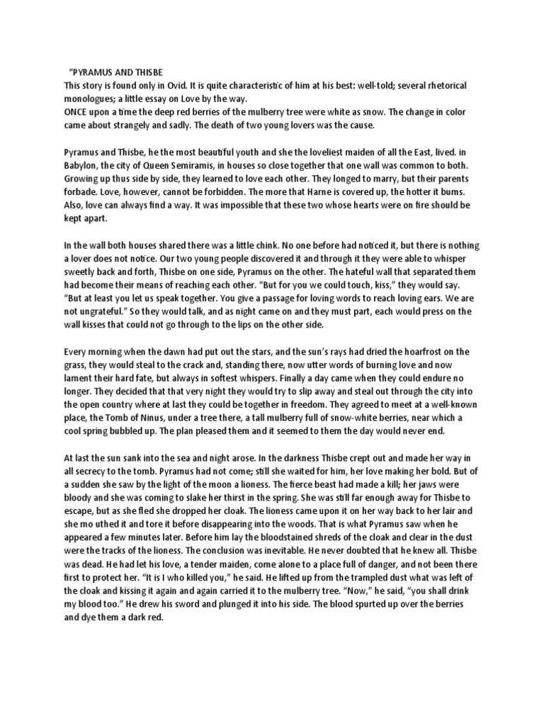 PYRAMUS AND THISBE | PDF | Oedipus | Theban Mythology